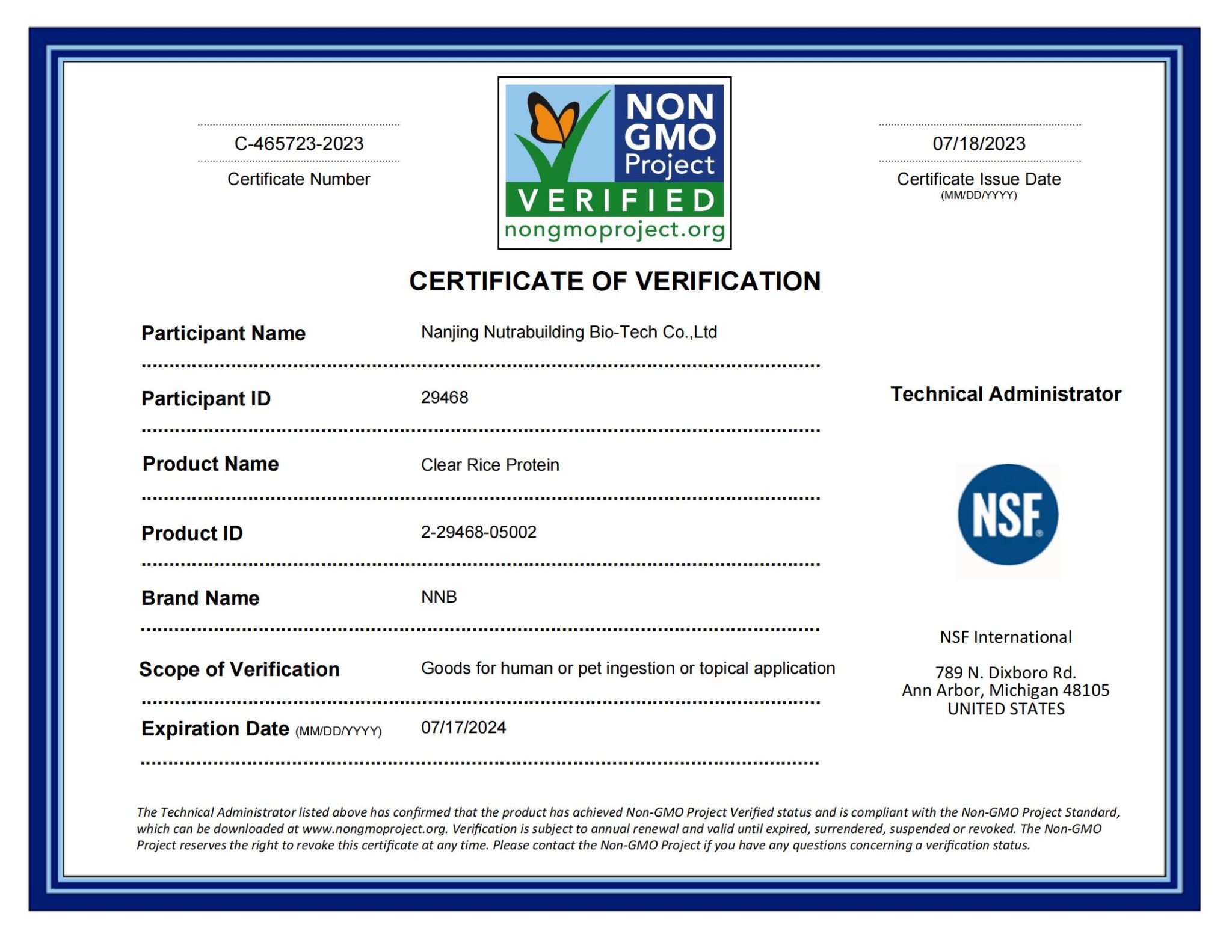 NNB Nutrition - Certification